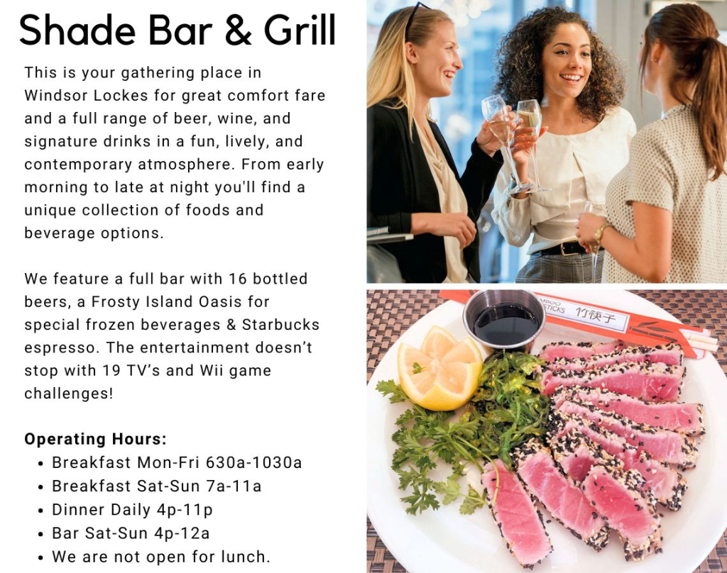 Shade Bar and Grill Windsor Locks | Downtown Windsor Locks Restaruant Menus